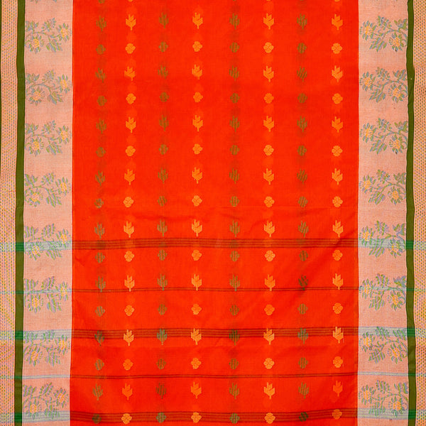Buy Exclusive Collection 100% Pure Cotton Tomato Red Tant Saree With ...