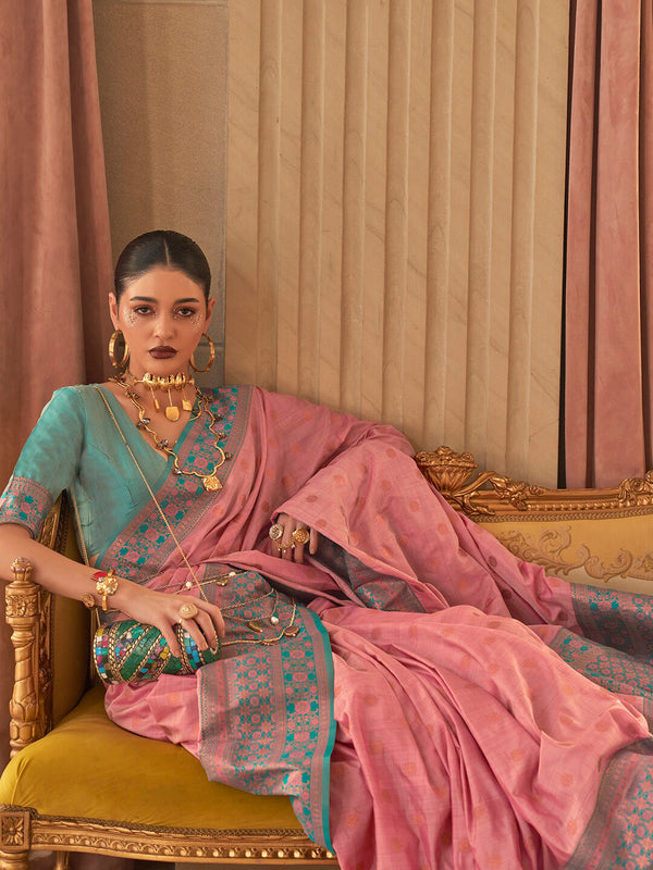 Buy Mitera Ethnic Motifs Woven Design Zari Silk Blend Banarasi Saree ...