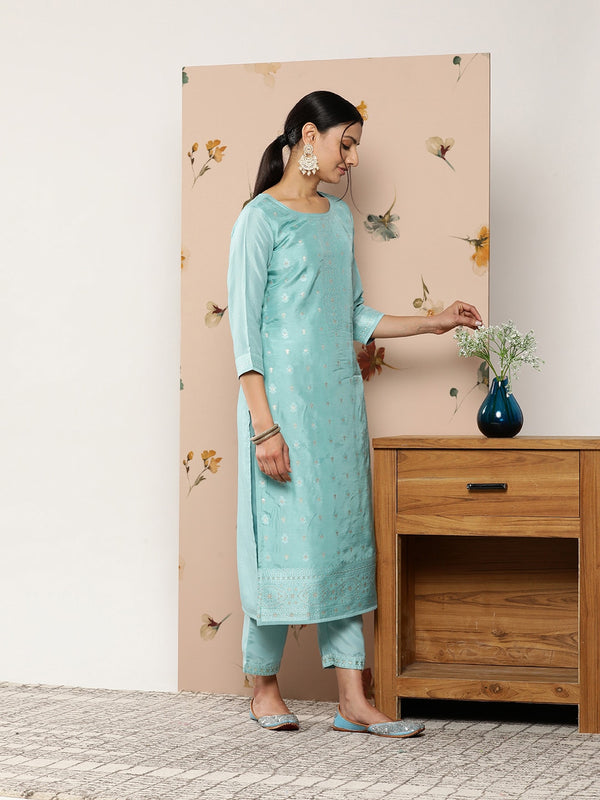 Description Libas Women Blue Ethnic Motifs Kurta With Trousers With