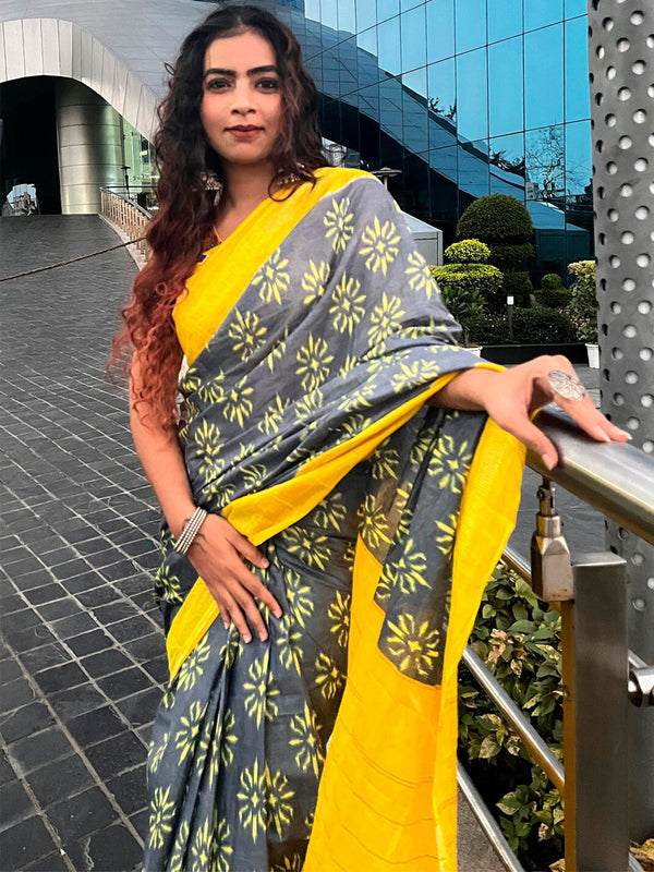 Buy Kalini Ethnic Motifs Printed Pure Cotton Bagh Saree Online At Low Price
