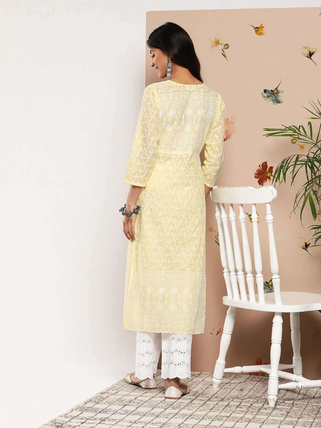 description libas women ethnic motifs embroidered keyhole neck thread ...