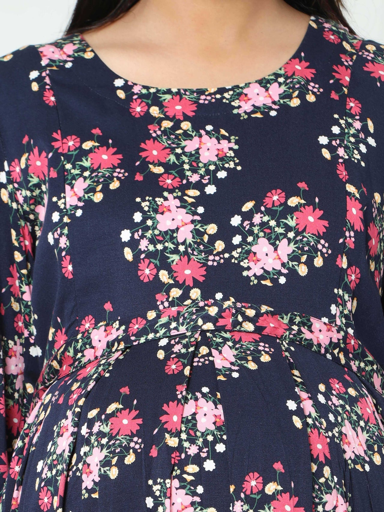 Buy Manet Three Fourth Maternity Dress Floral Print With Concealed ...