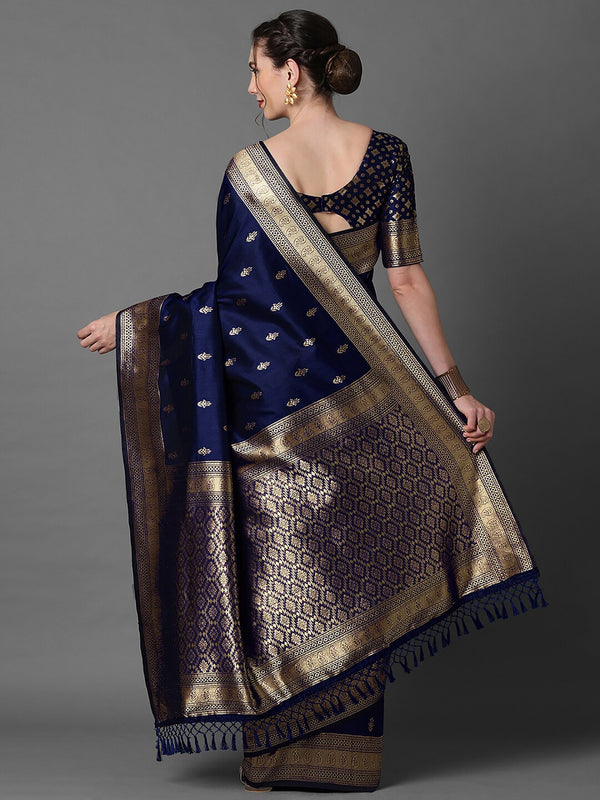 Buy Mitera Ethnic Motifs Woven Design Zari Banarasi Saree Online at Low ...