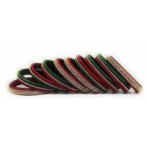 Buy Online Handmade Silk Thread Bangle Maroon and Green Color in USA