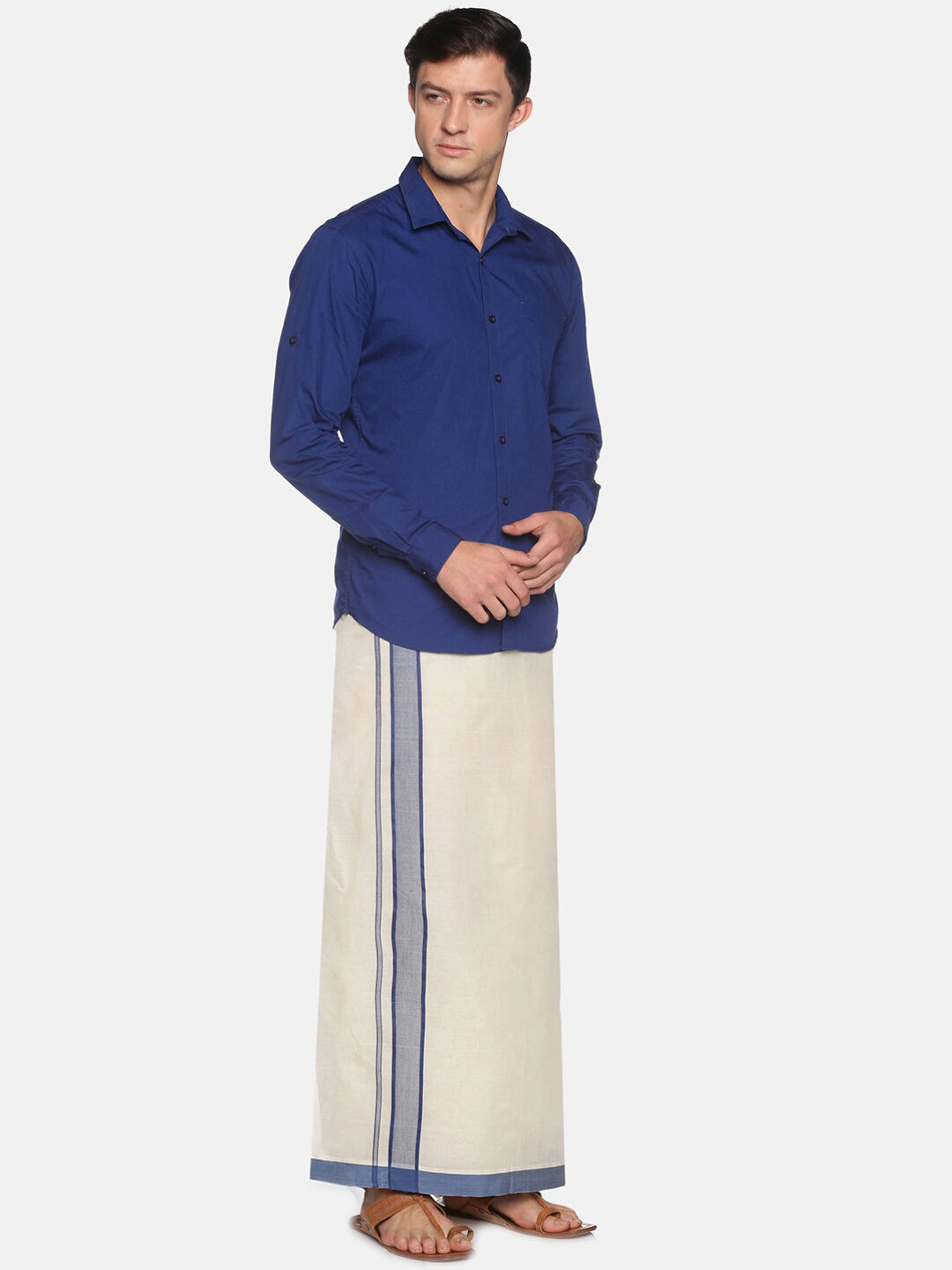 Buy Sethukrishna Men Off White Traditional Kerala Double Mundu Online ...