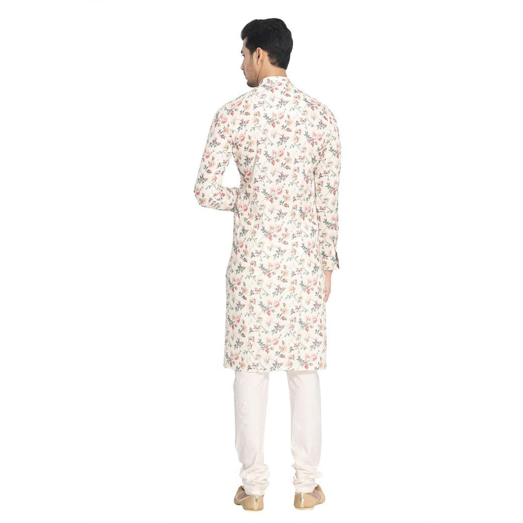 Manyavar Floral Print Full Sleeves Side Opening Casual Wear Kurta