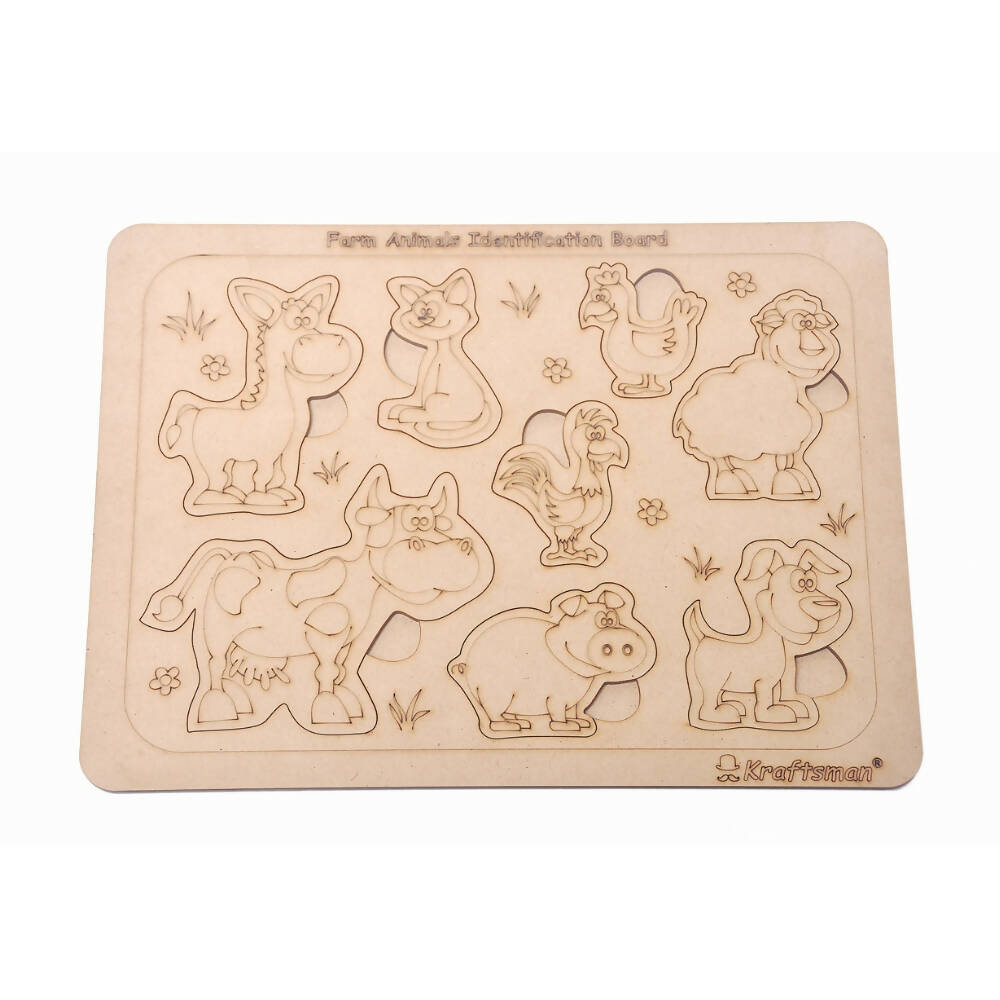 Kraftsman Farm Animals Identification Puzzle Board With Color Kit