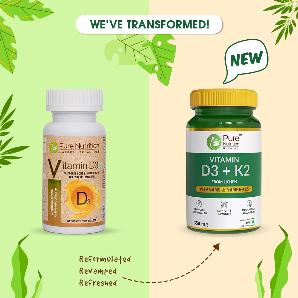 Buy Pure Nutrition Vitamin D3 + K2 from Lichen Veg Tablets Online At ...