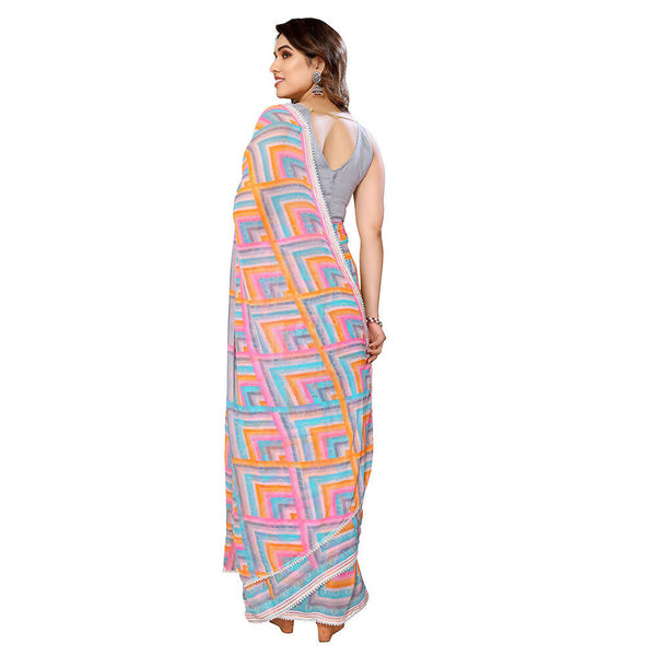 Buy Women's Partywear Designer Grey Georgette Fancy Saree - Satrangi ...