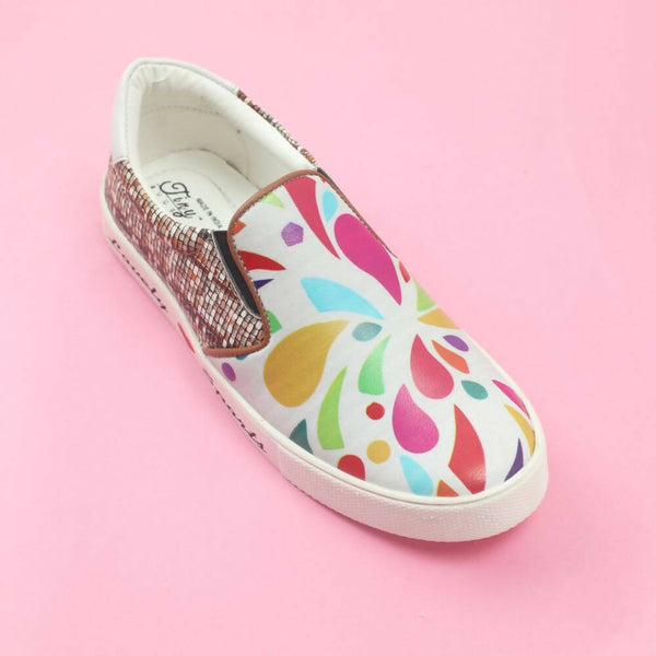 Buy Tiny Bugs Girls Multi Printed Slip Ons Sneakers - White Online At ...