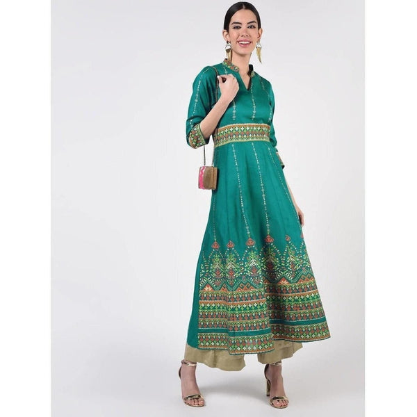 Buy Cheera Women's Hand Block Print Ghagra Style Anarkali Kurta Online