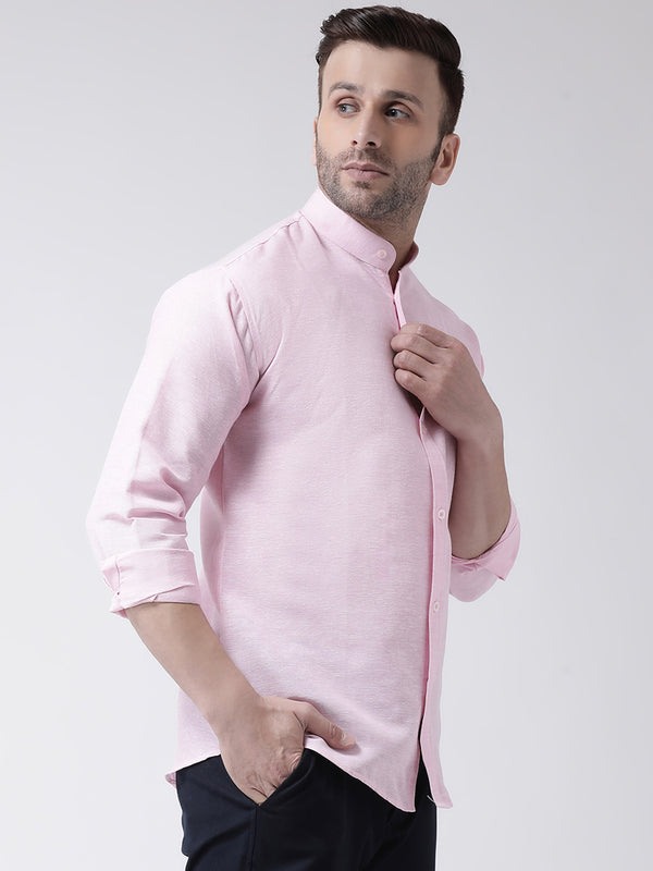 description riag pink men s chinese collar full sleeves shirt color pink material cotton legal ...