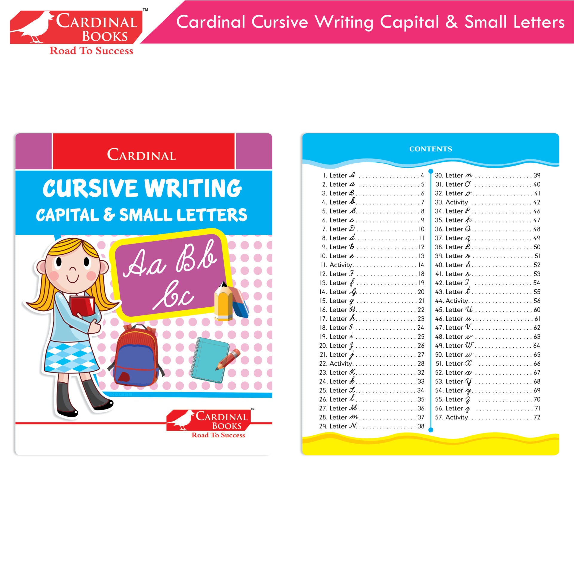 description cardinal cursive alphabet capital and small letter writing ...