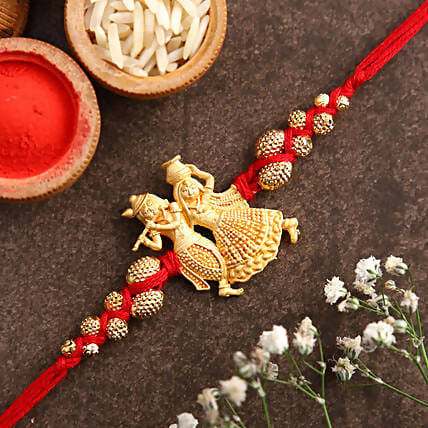 description radha krishna design rakhi and almonds jar combo product ...