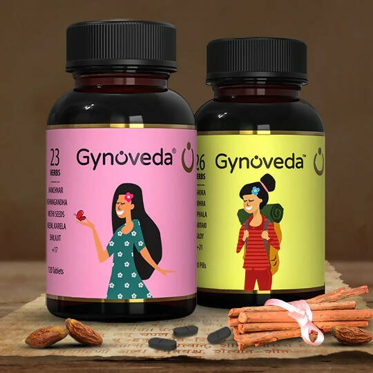 Buy Gynoveda PCOS PCOD with Early Monthly Cycle Ayurvedic Tablets Combo ...