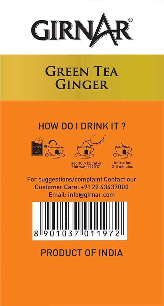 description girnar green tea ginger 36 tea bags ingredients ginger ...