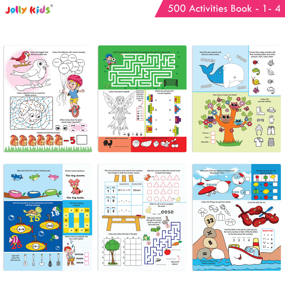 Jolly Kids Fun Learning 500 Activities Books Set of 4| Ages 3-8 years ...
