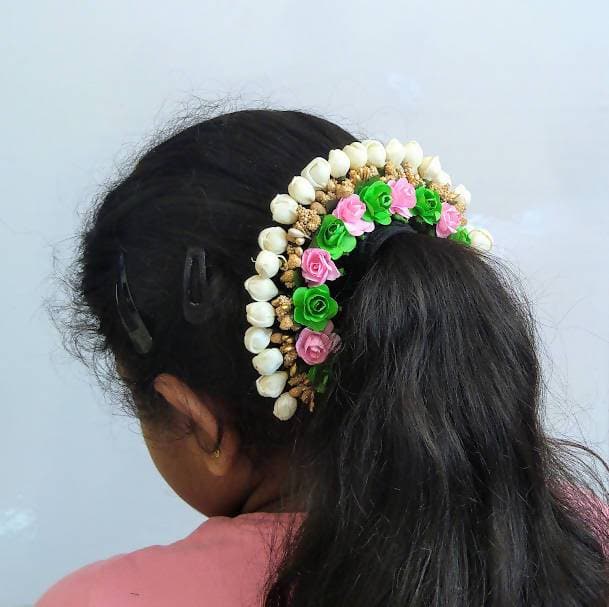 description beautiful multicolor rose gold gajra styling hair accessory ...