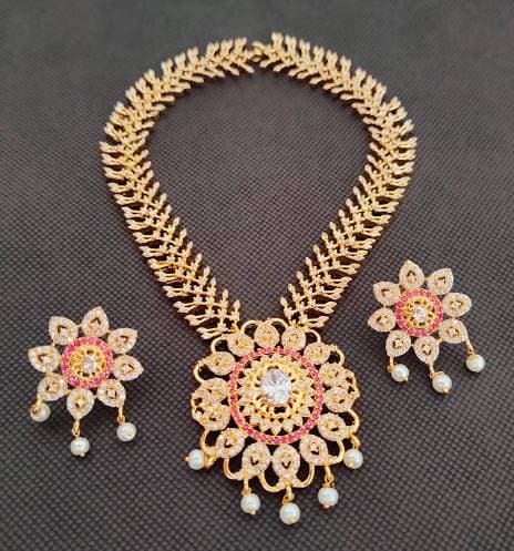 Buy AD Ruby Bridal Necklace Set Online at Best Price | Distacart