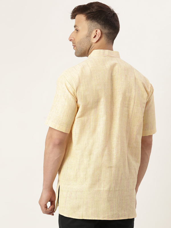 Buy RIAG Men's Beige Cotton Long Ethnic Kurta Online at Best Price ...