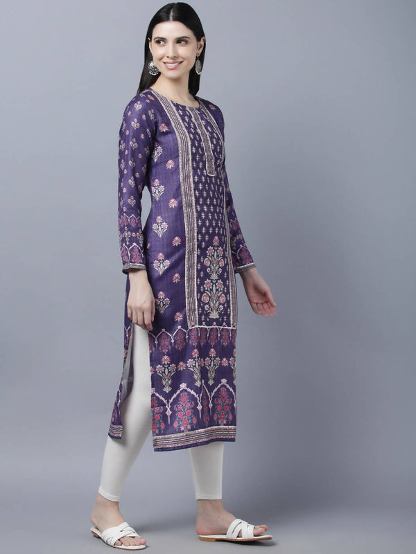 description myshka women purple ethnic motifs printed kurta about the ...