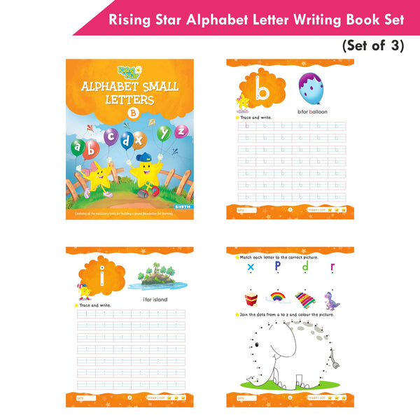 description rising star alphabet capital small letter writing practice ...