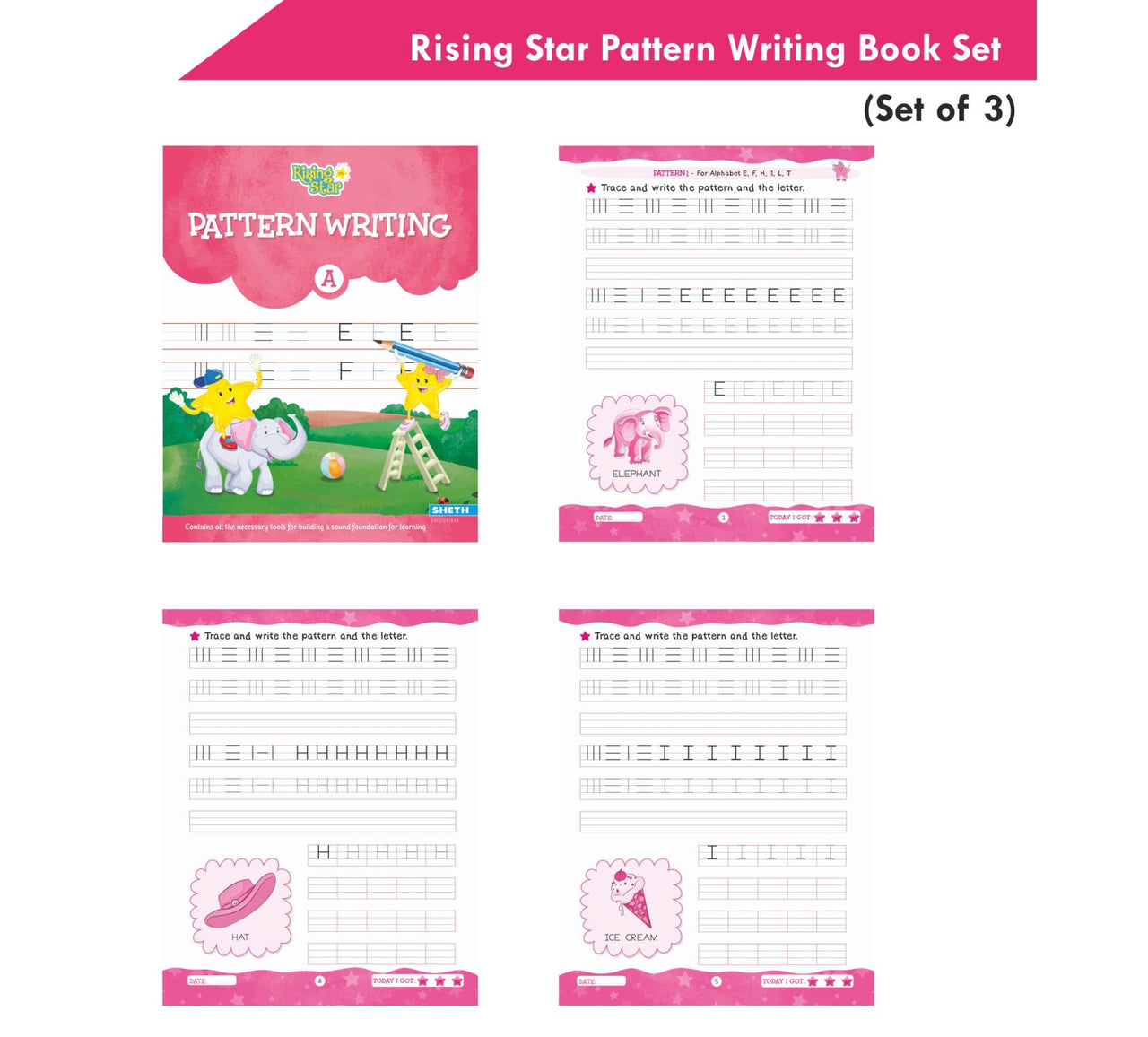 Buy Rising Star Pattern Writing Book Set (Set of 3)| Ages 3-7 years ...