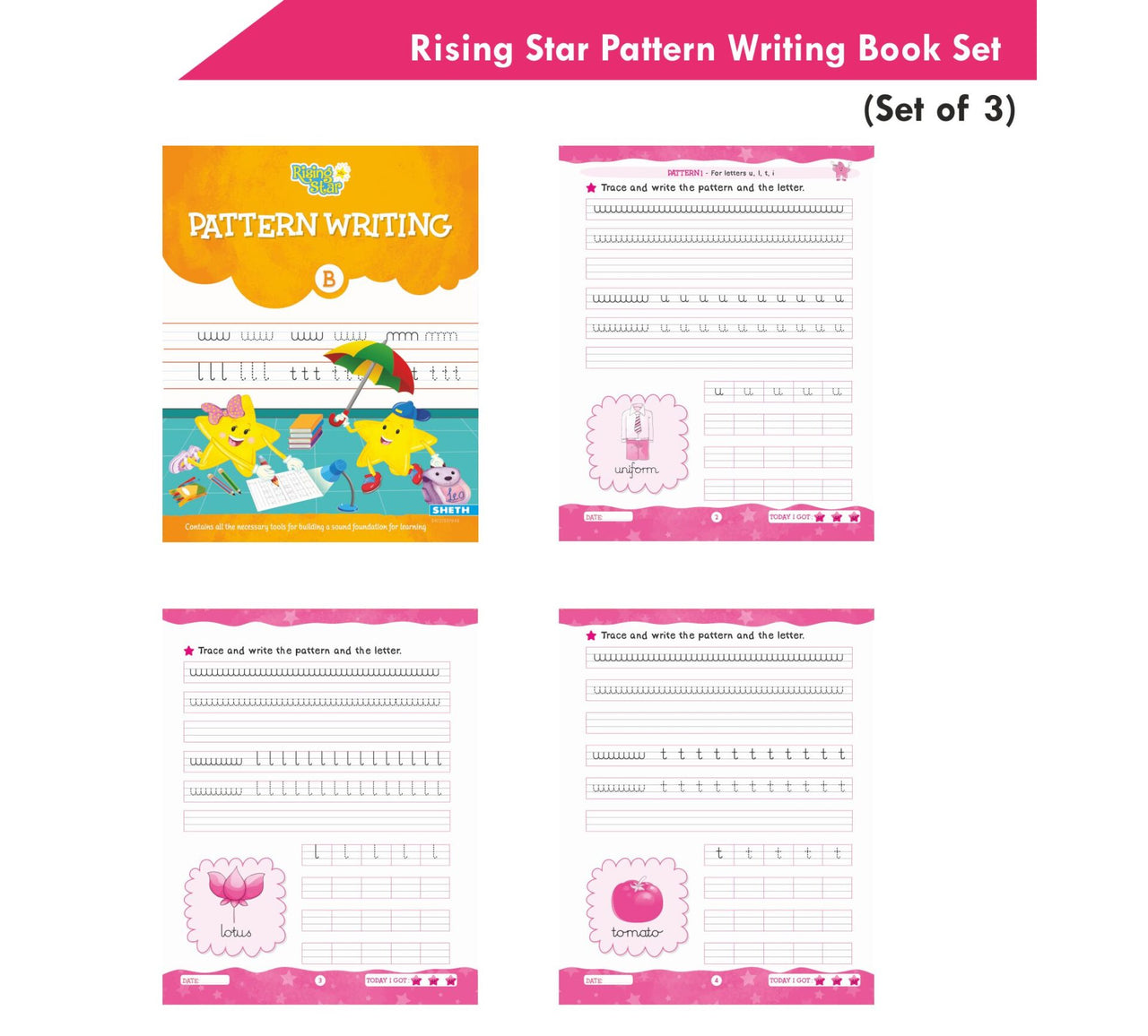 Buy Rising Star Pattern Writing Book Set (Set of 3)| Ages 3-7 years ...