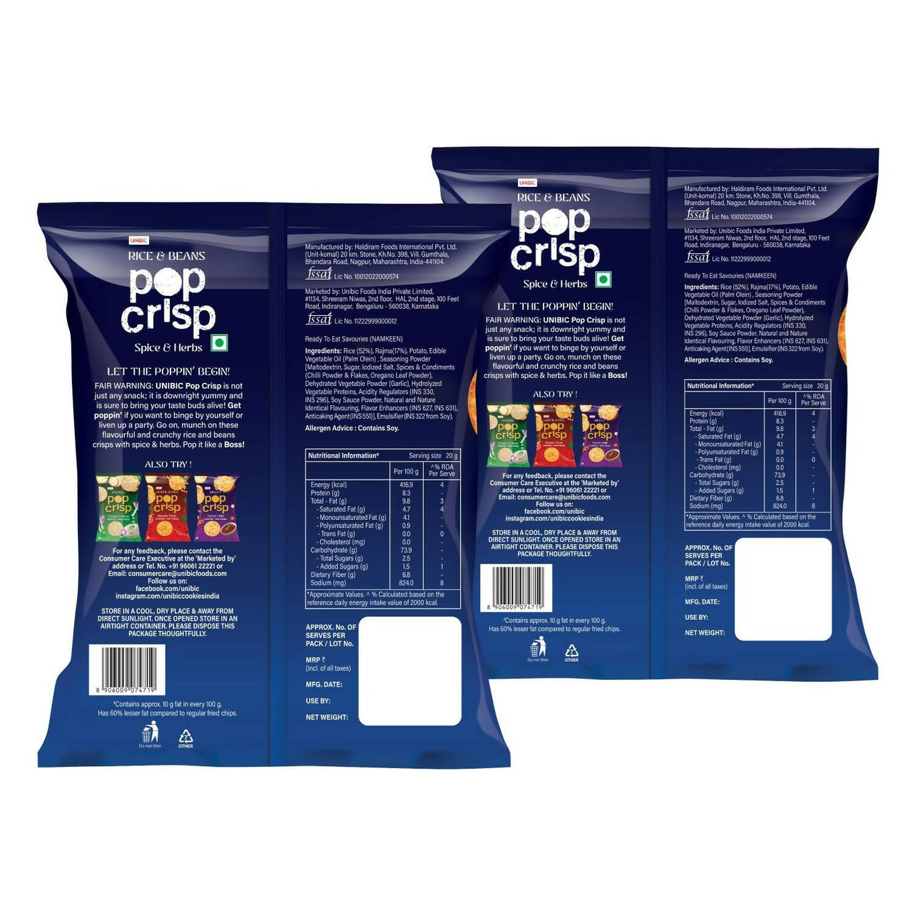 Buy Unibic Pop Crisp Rice And Beans Popped Chips Online at Best Price ...