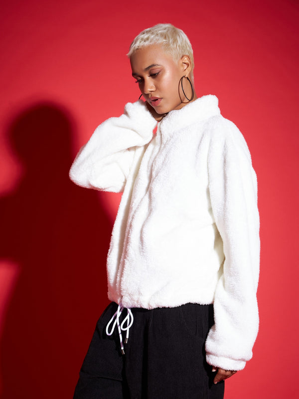 Buy Lyush Women White Fur Drawstring Jacket Online At Low Price – Distacart