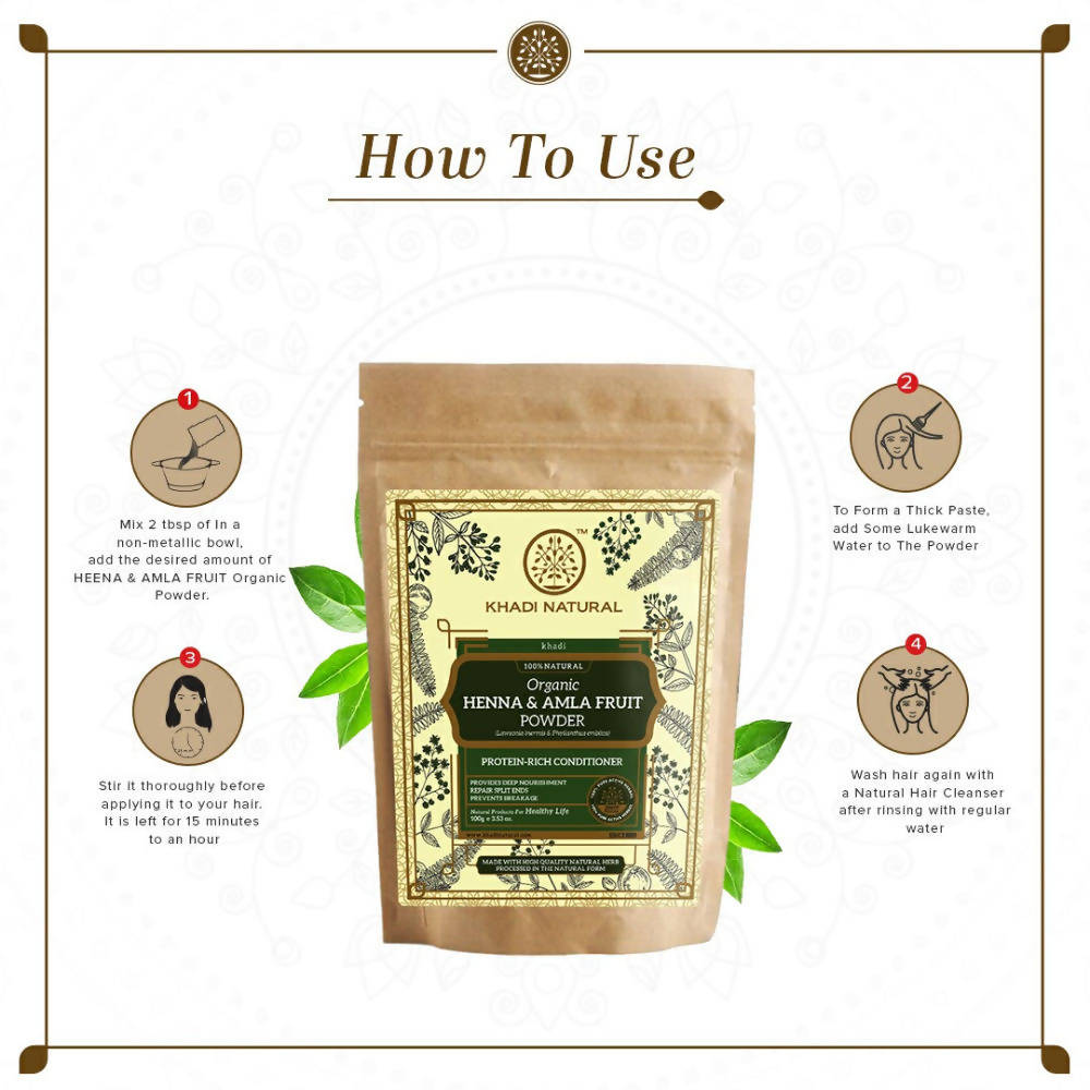 Buy Khadi Natural Henna & Amla Fruit Organic Powder Online.