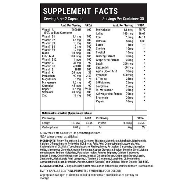 description inlife multivitamin and minerals tablets for men key ...