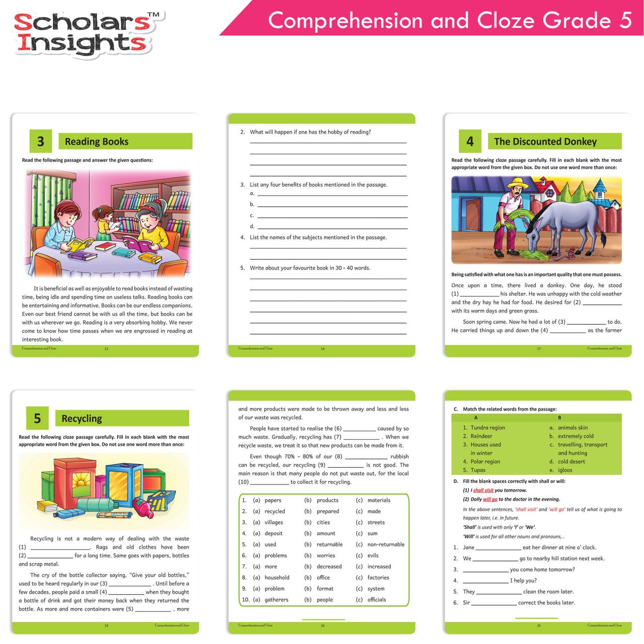 Buy Scholars Insights Comprehension and Cloze Grade 5|English ...