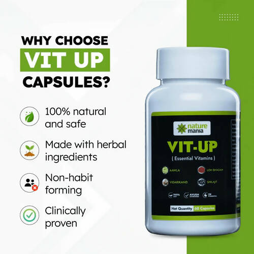 Buy Nature Mania Vit-Up Capsules (Vit D & Vit B12 Multivitamin) Online