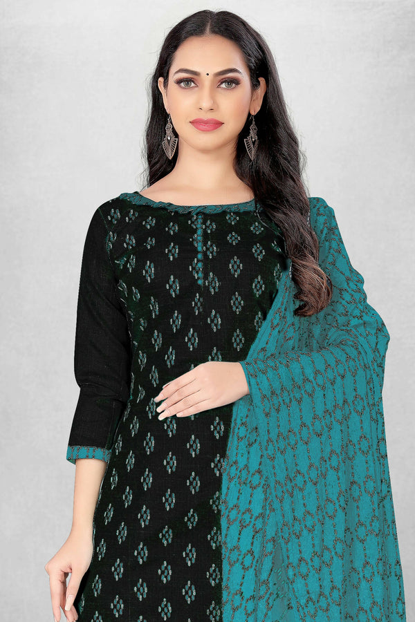 Buy Black Cotton Printed Unstitched Dress Material - Amara Online at ...