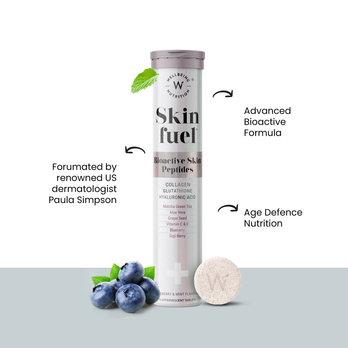 Wellbeing Nutrition Skin Fuel Effervescent Tablets - Distacart