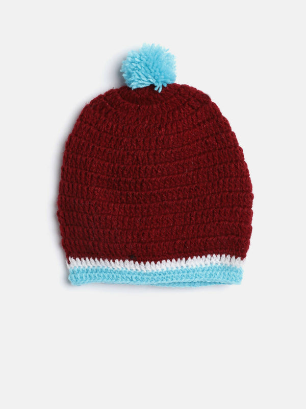 Buy Chutput Kids Woollen Hand Knitted Frog Detailed Cap - Maroon Online ...