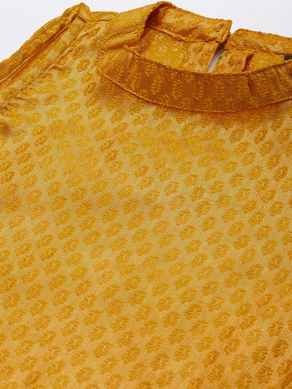 Description Here Now Women Mustard Yellow Ethnic Motifs Kurta With