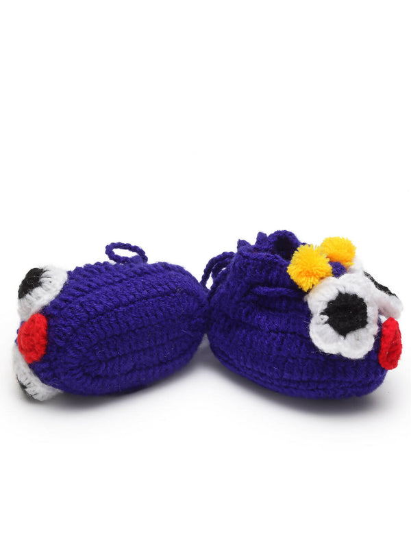 description chutput kids woollen hand knitted monster face booties blue ...
