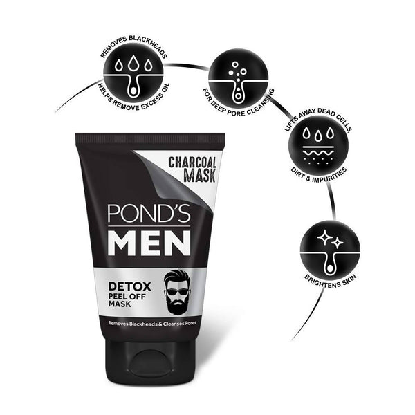 ponds men charcoal blackhead removal detox peel off mask