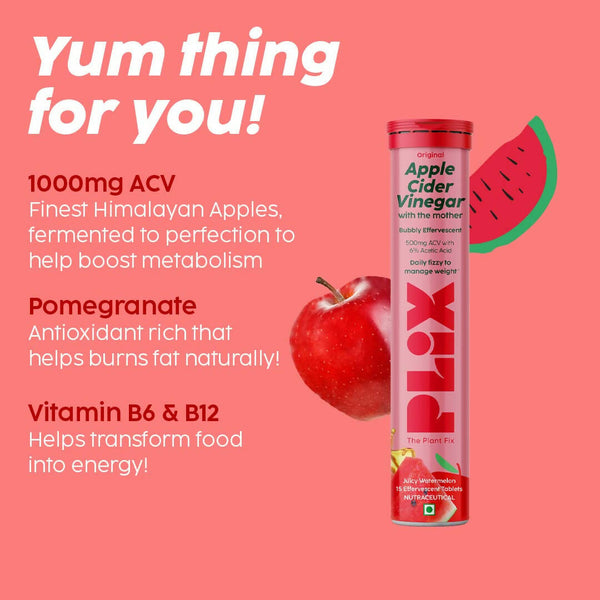 Buy PLIX The Plant Fix Apple Cider Vinegar Effervescent Tablet with ...