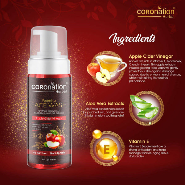 description coronation herbal apple cider vinegar foaming face wash ...