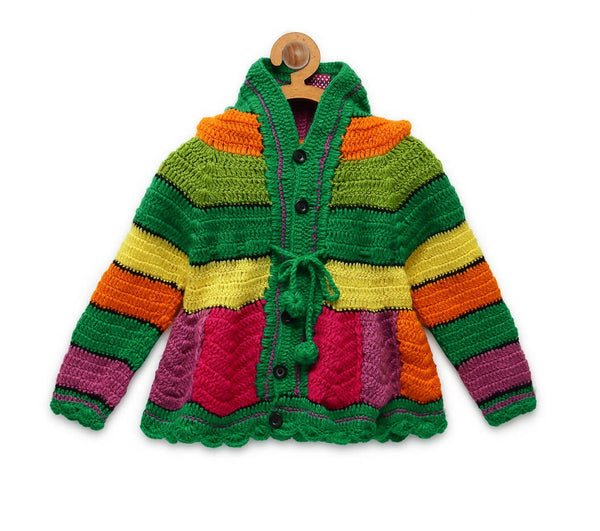 description chutput hand knitted rainbow hooded sweater for baby boys ...