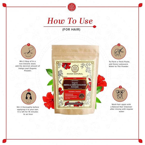 Buy Khadi Natural Organic Henna & Hibiscus Flower Powder Online at Best ...
