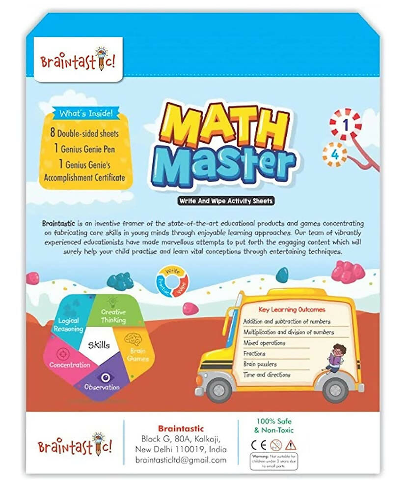 Buy Braintastic Educational Game: Math Master (6-99 Years) Write & Wipe ...