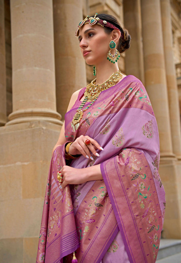 Buy Sugar Plum Purple Superior V.P.Silk Woven Printed Patola Silk Saree ...