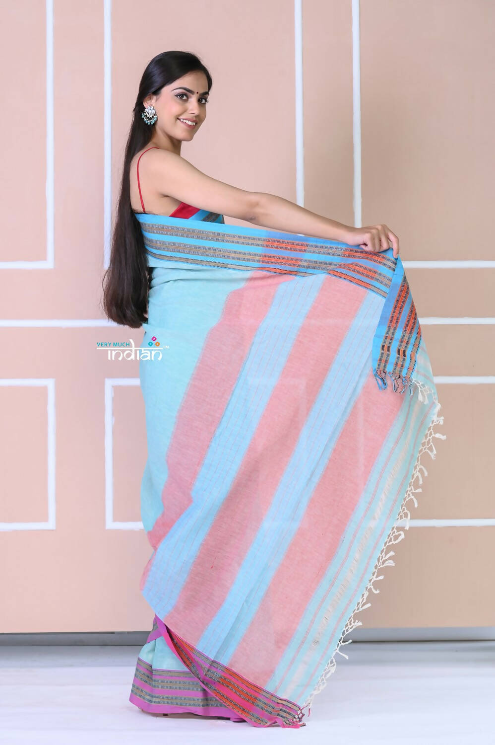 Buy Very Much Indian Traditional Patteda Anchu Ilkal Handloom Saree - Sky Blue Online at Best ...