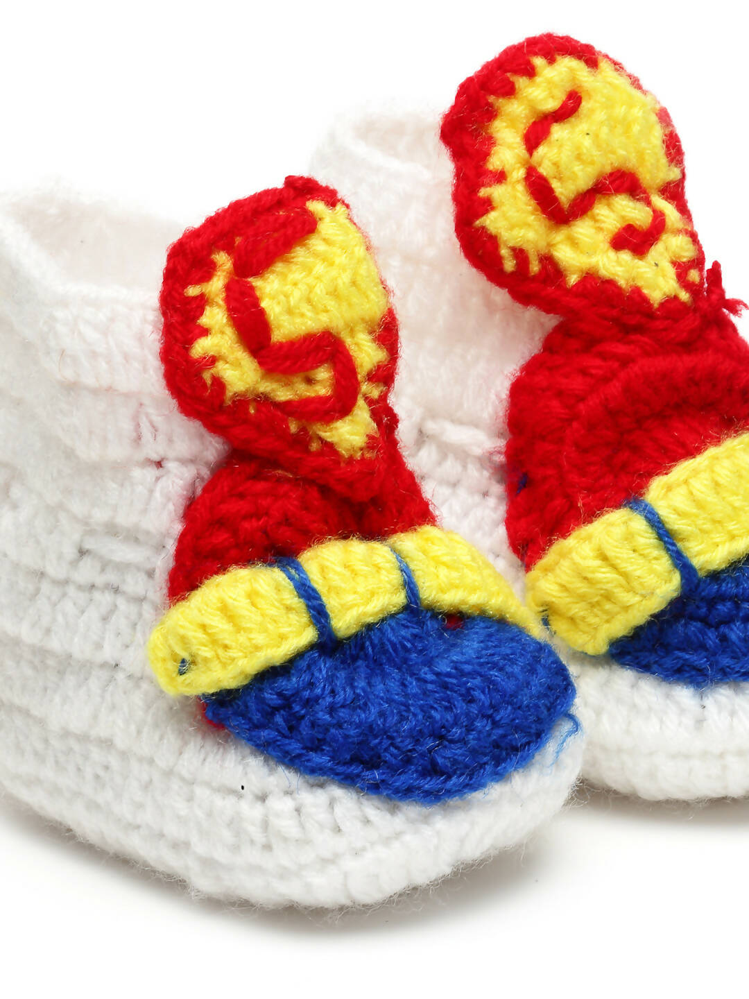 Buy Chutput Kids Woollen Hand Knitted Letter S Detailed Booties - White ...