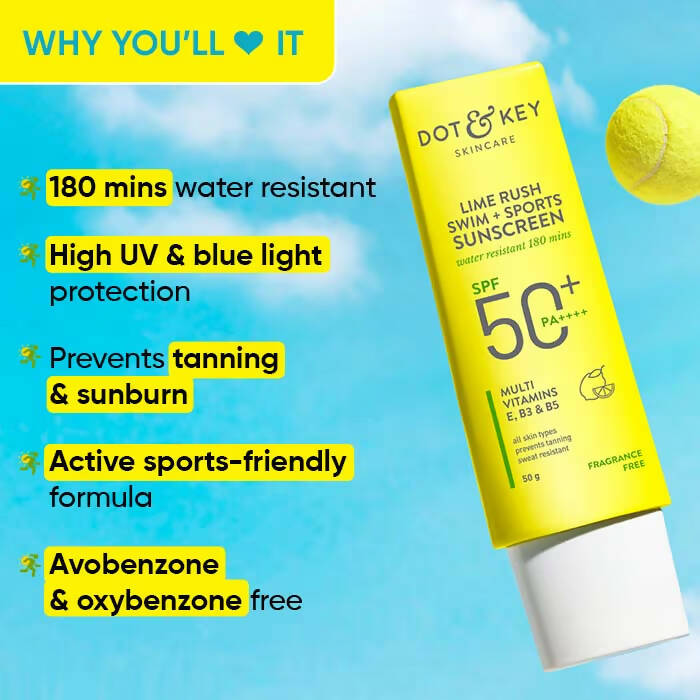 Buy Dot & Key Lime Rush Swim + Sports Sunscreen SPF 50+ Online at Best ...