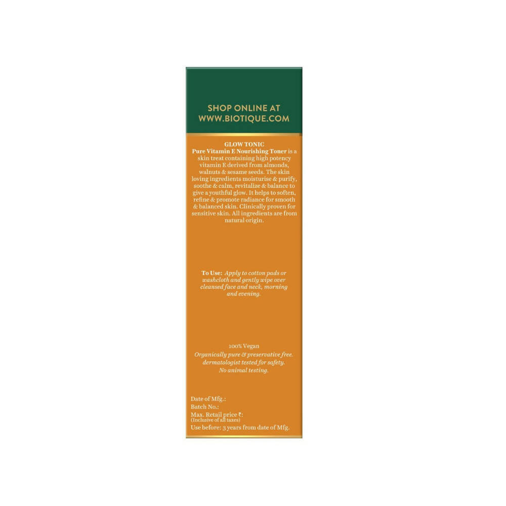 Buy Biotique Glow Tonic Pure Vitamin E Nourishing Toner Online